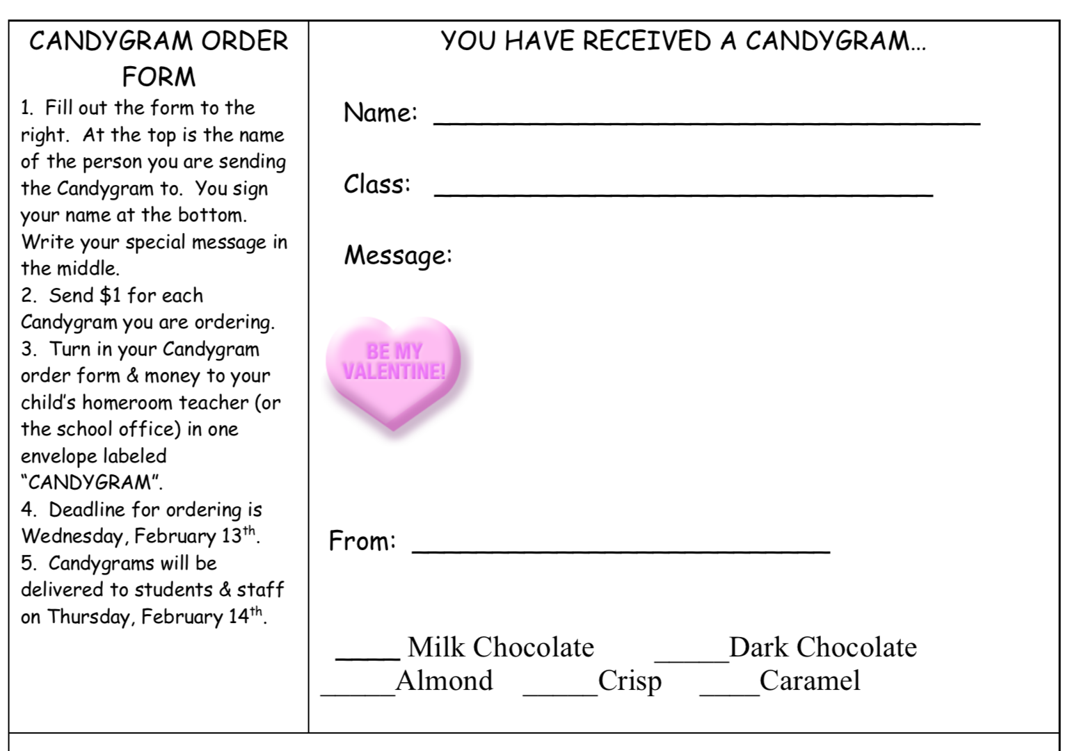 Kindergarten Chocolate & Candy Fundraiser | Hudson Primary Academy